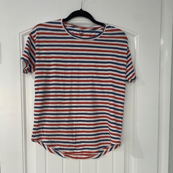 Madewell | Tops | Madewell Red White Blue Stipe Tee | Poshmark